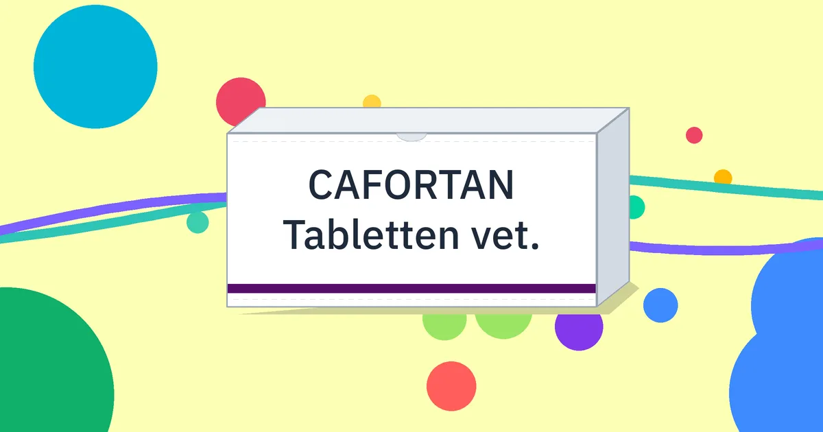 Symbolbild: Packung mit der Aufschrift CAFORTAN Tabletten vet. (PZN 20576883) – Verfügbarkeit und Bezug in Apotheken in Frankfurt am Main