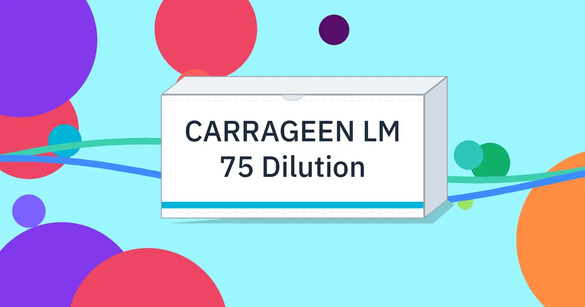 Symbolbild: Packung mit der Aufschrift CARRAGEEN LM 75 Dilution (PZN 13431291) – Verfügbarkeit und Bezug in Apotheken in Frankfurt am Main