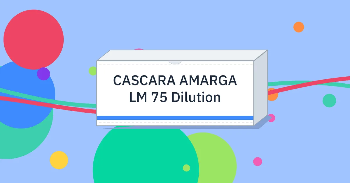 Symbolbild: Packung mit der Aufschrift CASCARA AMARGA LM 75 Dilution (PZN 13432712) – Verfügbarkeit und Bezug in Apotheken in Frankfurt am Main