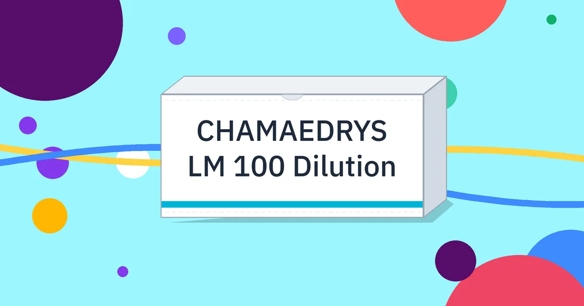 Symbolbild: Packung mit der Aufschrift CHAMAEDRYS LM 100 Dilution (PZN 13438790) – Verfügbarkeit und Bezug in Apotheken in Frankfurt am Main