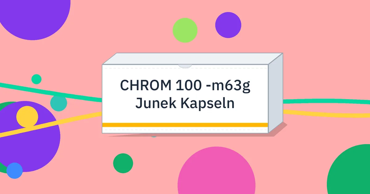 Symbolbild: Packung mit der Aufschrift CHROM 100 -m63g Junek Kapseln (PZN 01643622) – Verfügbarkeit und Bezug in Apotheken in Frankfurt am Main