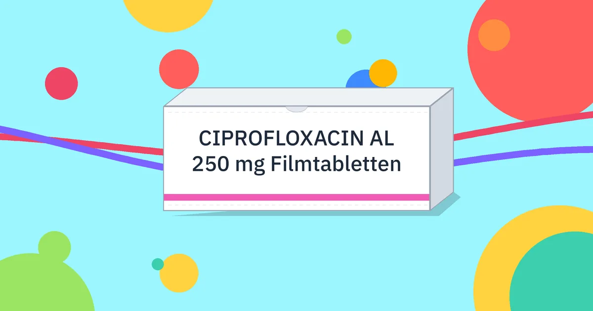 Symbolbild: Packung mit der Aufschrift CIPROFLOXACIN AL 250 mg Filmtabletten (PZN 13156465) – Verfügbarkeit und Bezug in Apotheken in Frankfurt am Main