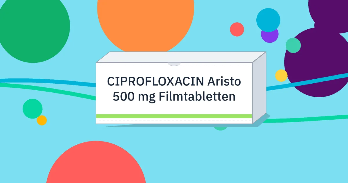 Symbolbild: Packung mit der Aufschrift CIPROFLOXACIN Aristo 500 mg Filmtabletten (PZN 03567629) – Verfügbarkeit und Bezug in Apotheken in Frankfurt am Main