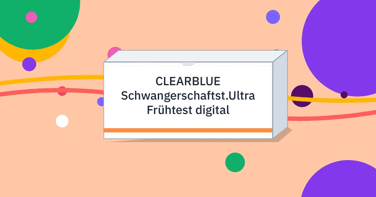 Symbolbild: Packung mit der Aufschrift CLEARBLUE Schwangerschaftst.Ultra Frühtest digital (PZN 18036754) – Verfügbarkeit und Bezug in Apotheken in Frankfurt am Main