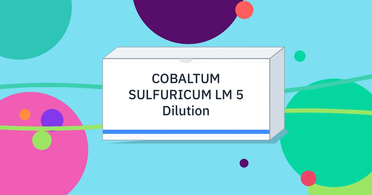 Symbolbild: Packung mit der Aufschrift COBALTUM SULFURICUM LM 5 Dilution (PZN 12824456) – Verfügbarkeit und Bezug in Apotheken in Frankfurt am Main