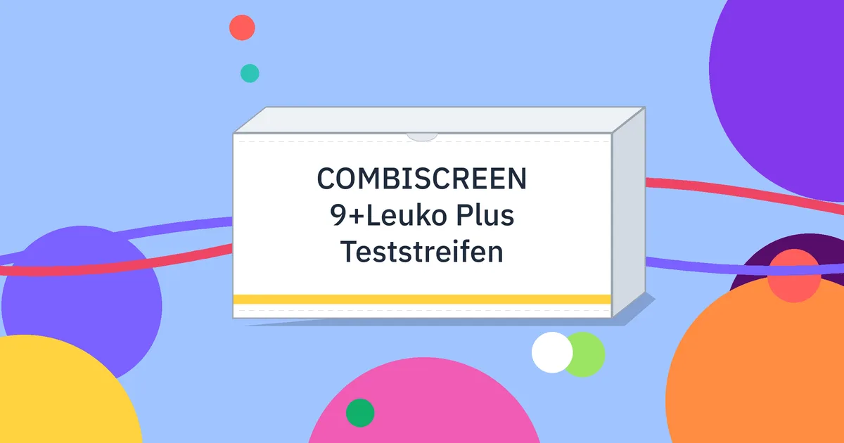 Symbolbild: Packung mit der Aufschrift COMBISCREEN 9+Leuko Plus Teststreifen (PZN 12151885) – Verfügbarkeit und Bezug in Apotheken in Frankfurt am Main