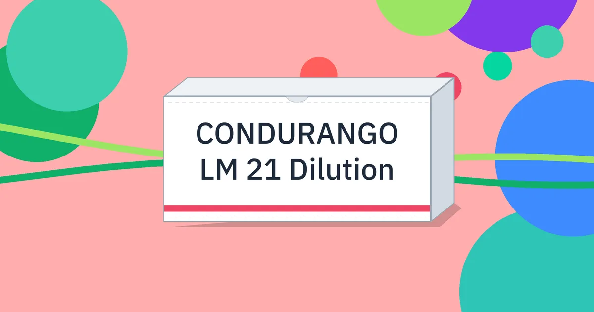 Symbolbild: Packung mit der Aufschrift CONDURANGO LM 21 Dilution (PZN 13449799) – Verfügbarkeit und Bezug in Apotheken in Frankfurt am Main