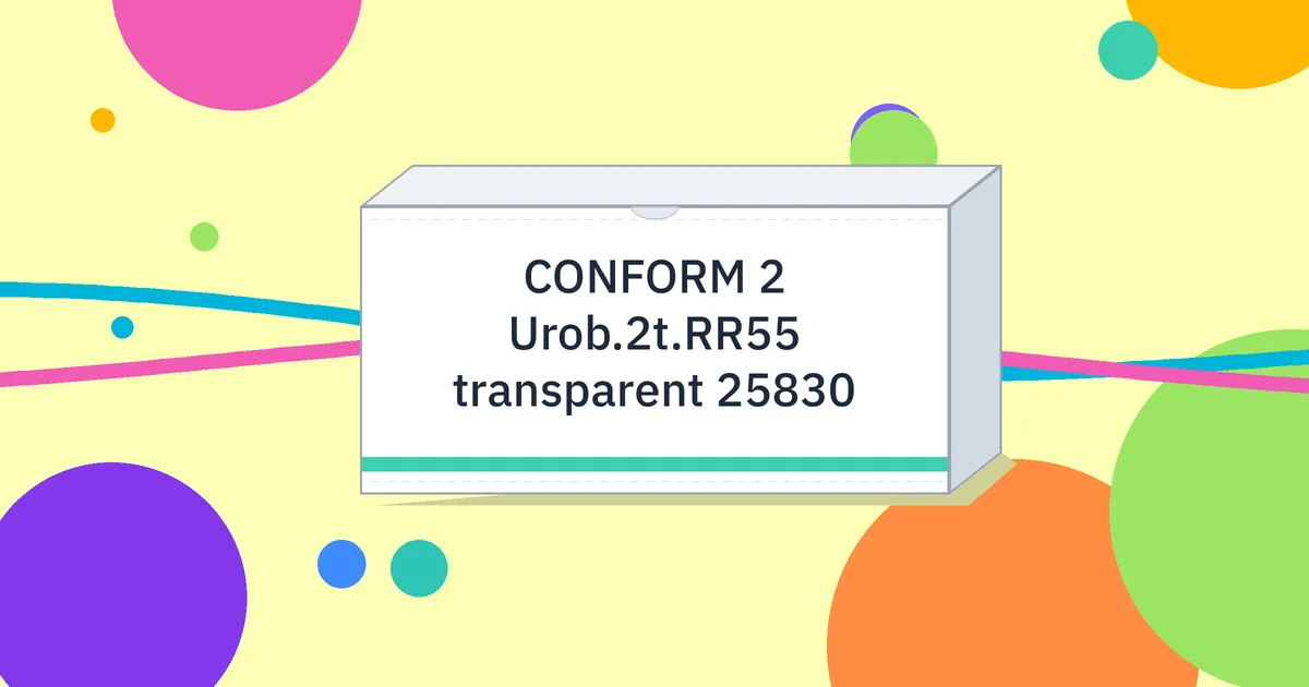 Symbolbild: Packung mit der Aufschrift CONFORM 2 Urob.2t.RR55 transparent 25830 (PZN 01544564) – Verfügbarkeit und Bezug in Apotheken in Frankfurt am Main