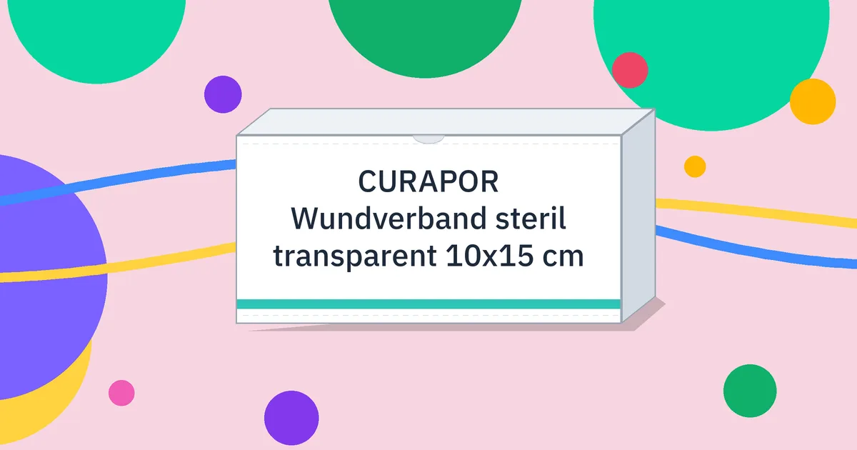 Symbolbild: Packung mit der Aufschrift CURAPOR Wundverband steril transparent 10x15 cm (PZN 17433677) – Verfügbarkeit und Bezug in Apotheken in Frankfurt am Main