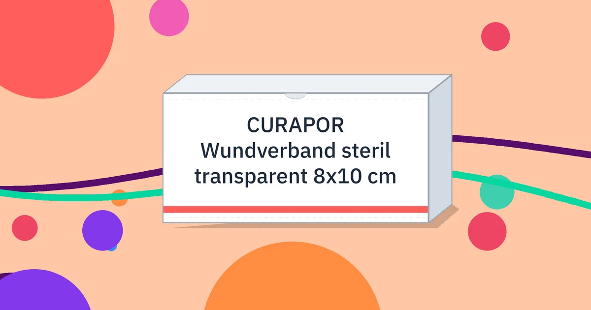 Symbolbild: Packung mit der Aufschrift CURAPOR Wundverband steril transparent 8x10 cm (PZN 17554369) – Verfügbarkeit und Bezug in Apotheken in Frankfurt am Main