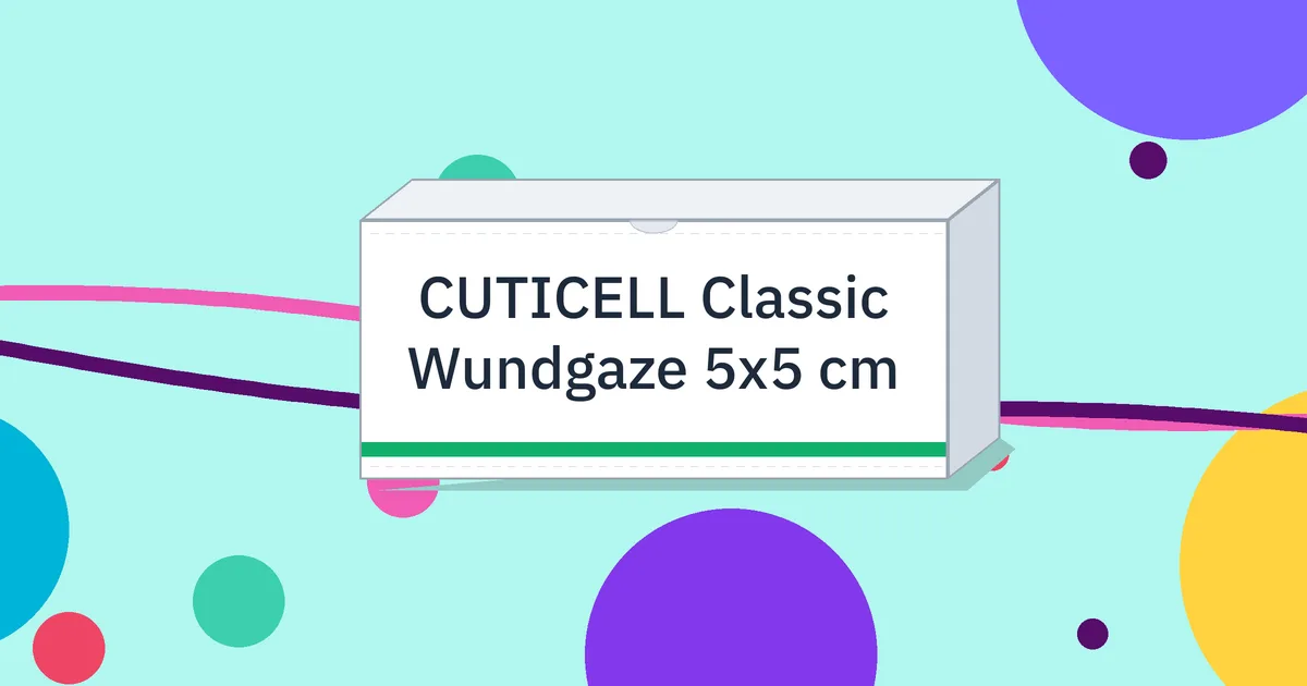 Symbolbild: Packung mit der Aufschrift CUTICELL Classic Wundgaze 5x5 cm (PZN 18496332) – Verfügbarkeit und Bezug in Apotheken in Frankfurt am Main
