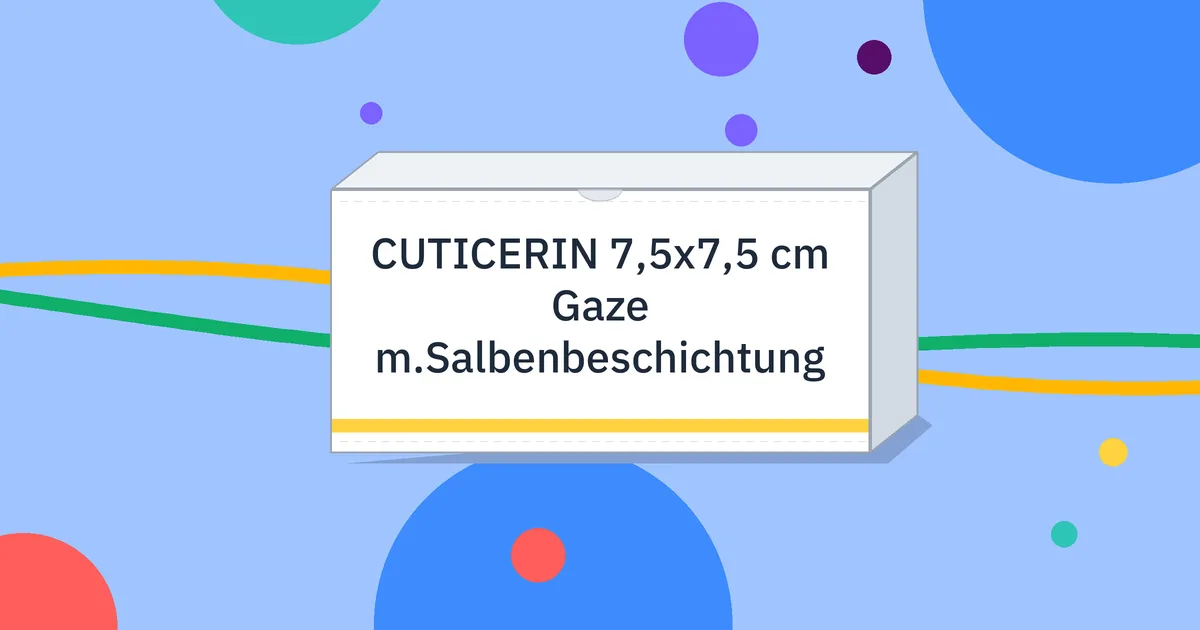 Symbolbild: Packung mit der Aufschrift CUTICERIN 7,5x7,5 cm Gaze m.Salbenbeschichtung (PZN 18371889) – Verfügbarkeit und Bezug in Apotheken in Frankfurt am Main