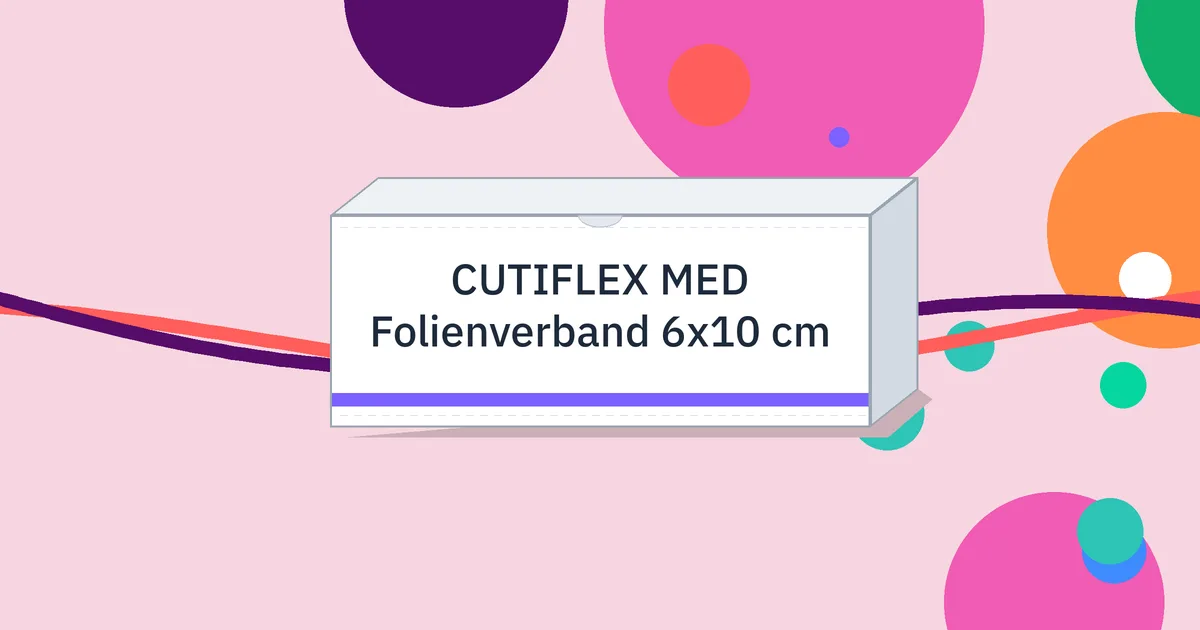 Symbolbild: Packung mit der Aufschrift CUTIFLEX MED Folienverband 6x10 cm (PZN 17505632) – Verfügbarkeit und Bezug in Apotheken in Frankfurt am Main