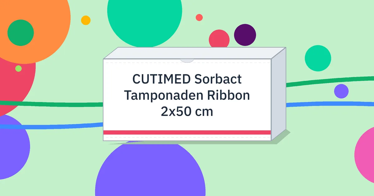 Symbolbild: Packung mit der Aufschrift CUTIMED Sorbact Tamponaden Ribbon 2x50 cm (PZN 19902509) – Verfügbarkeit und Bezug in Apotheken in Frankfurt am Main