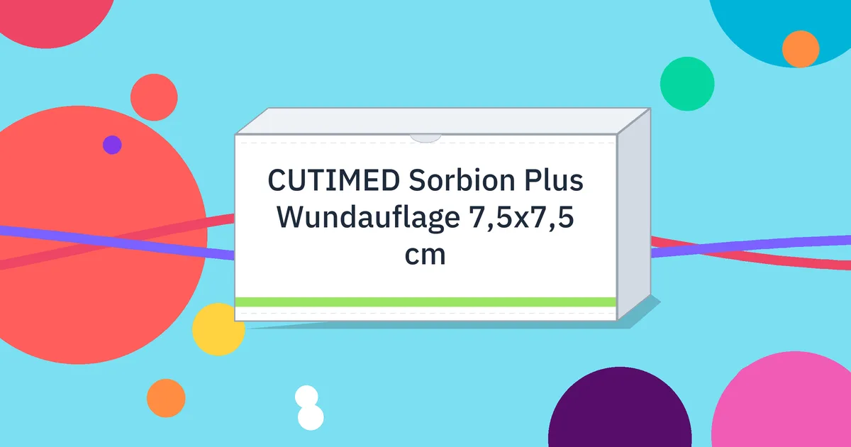 Symbolbild: Packung mit der Aufschrift CUTIMED Sorbion Plus Wundauflage 7,5x7,5 cm (PZN 16788504) – Verfügbarkeit und Bezug in Apotheken in Frankfurt am Main