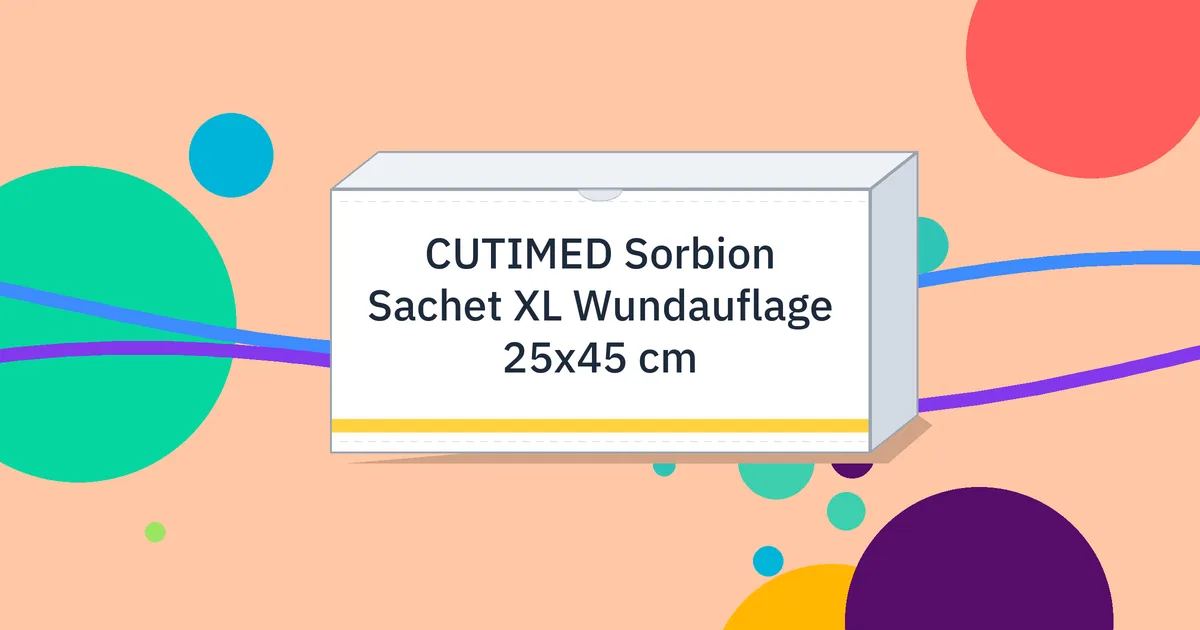 Symbolbild: Packung mit der Aufschrift CUTIMED Sorbion Sachet XL Wundauflage 25x45 cm (PZN 20595886) – Verfügbarkeit und Bezug in Apotheken in Frankfurt am Main