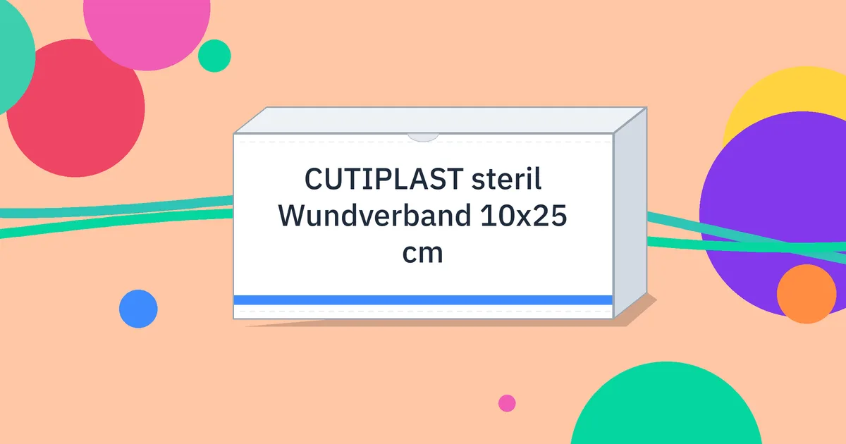 Symbolbild: Packung mit der Aufschrift CUTIPLAST steril Wundverband 10x25 cm (PZN 01131810) – Verfügbarkeit und Bezug in Apotheken in Frankfurt am Main