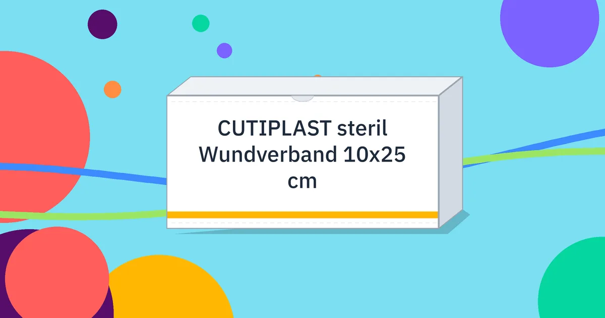 Symbolbild: Packung mit der Aufschrift CUTIPLAST steril Wundverband 10x25 cm (PZN 02536615) – Verfügbarkeit und Bezug in Apotheken in Frankfurt am Main