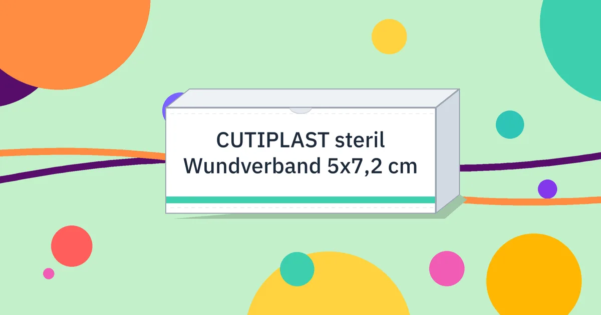 Symbolbild: Packung mit der Aufschrift CUTIPLAST steril Wundverband 5x7,2 cm (PZN 05102567) – Verfügbarkeit und Bezug in Apotheken in Frankfurt am Main