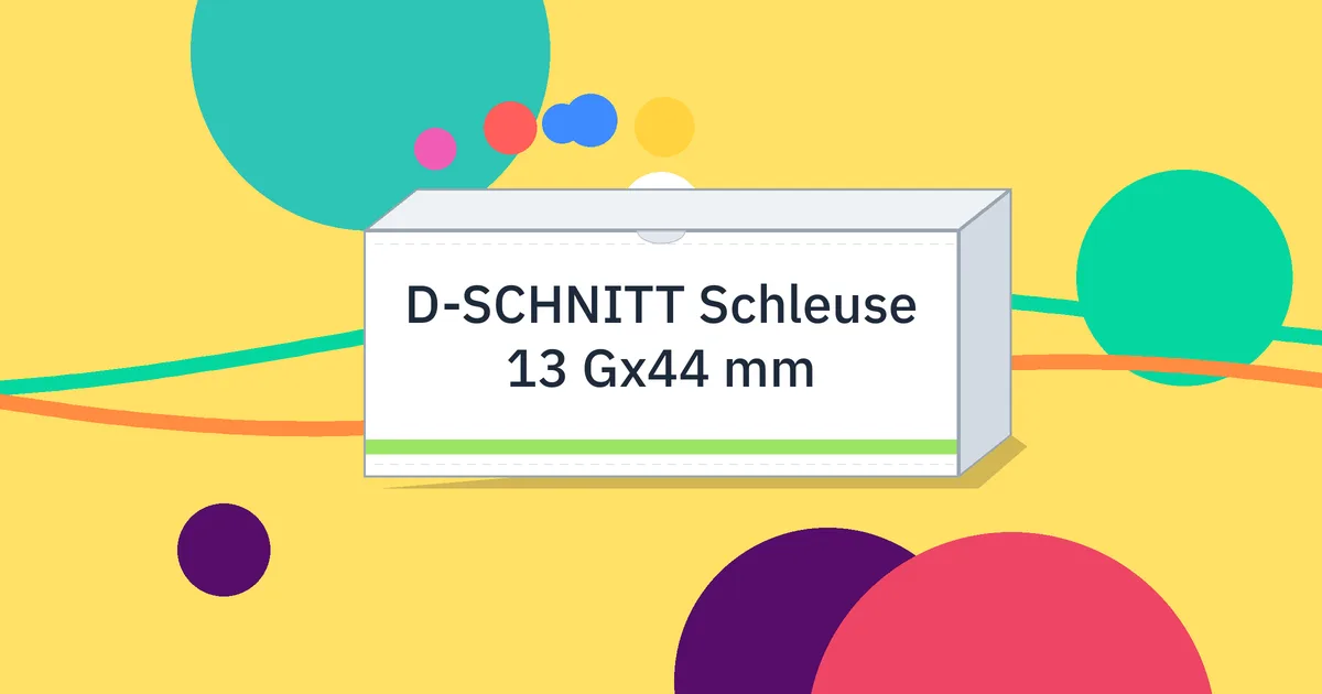 Symbolbild: Packung mit der Aufschrift D-SCHNITT Schleuse 13 Gx44 mm (PZN 10356962) – Verfügbarkeit und Bezug in Apotheken in Frankfurt am Main