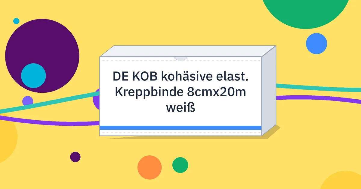 Symbolbild: Packung mit der Aufschrift DE KOB kohäsive elast. Kreppbinde 8cmx20m weiß (PZN 09747166) – Verfügbarkeit und Bezug in Apotheken in Frankfurt am Main