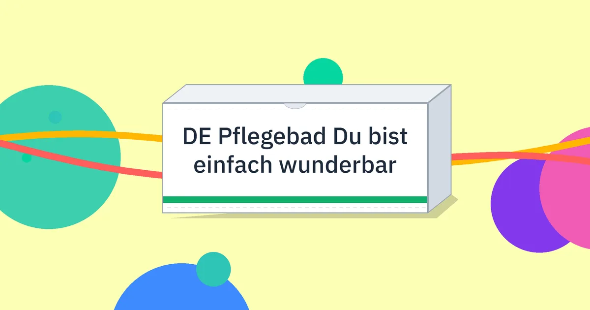 Symbolbild: Packung mit der Aufschrift DE Pflegebad Du bist einfach wunderbar (PZN 12386186) – Verfügbarkeit und Bezug in Apotheken in Frankfurt am Main