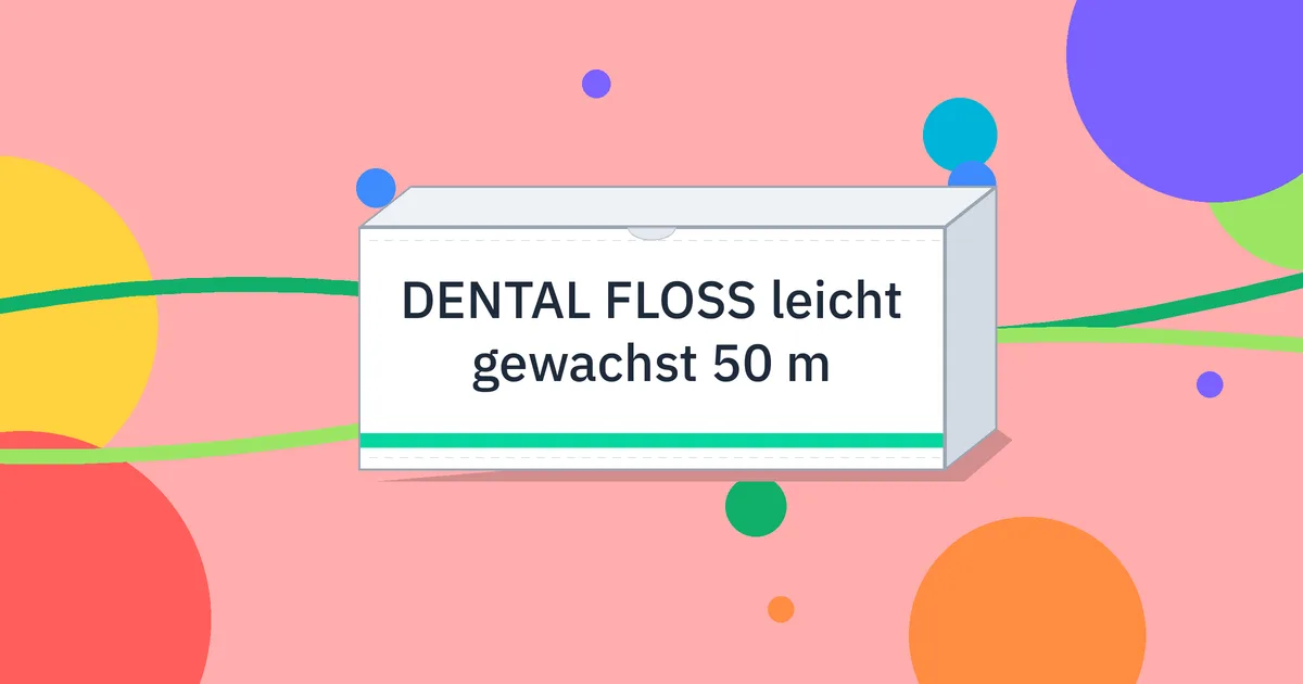 Symbolbild: Packung mit der Aufschrift DENTAL FLOSS leicht gewachst 50 m (PZN 01284577) – Verfügbarkeit und Bezug in Apotheken in Frankfurt am Main