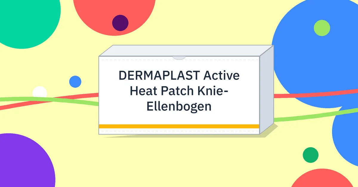 Symbolbild: Packung mit der Aufschrift DERMAPLAST Active Heat Patch Knie-Ellenbogen (PZN 18810834) – Verfügbarkeit und Bezug in Apotheken in Frankfurt am Main