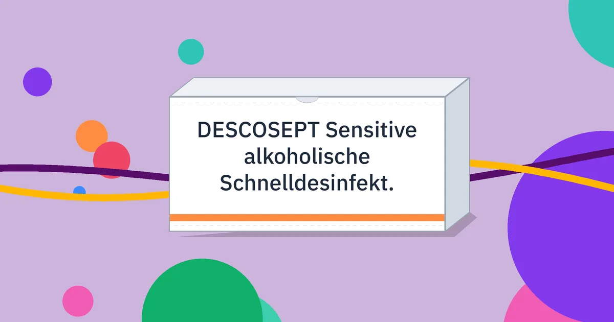 Symbolbild: Packung mit der Aufschrift DESCOSEPT Sensitive alkoholische Schnelldesinfekt. (PZN 17397869) – Verfügbarkeit und Bezug in Apotheken in Frankfurt am Main
