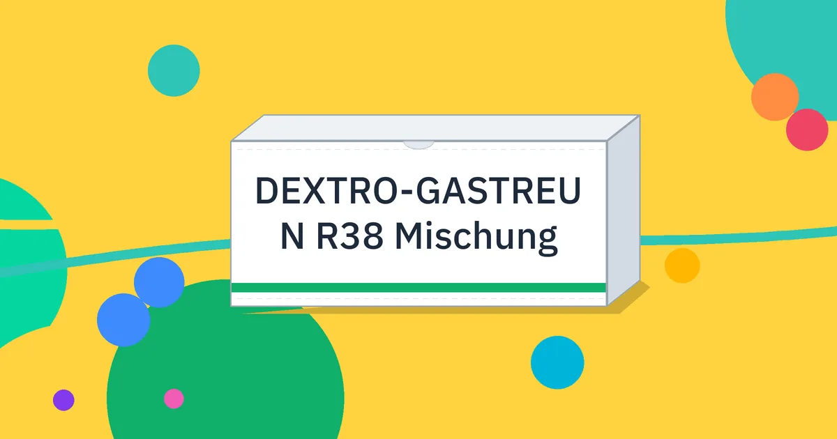 Symbolbild: Packung mit der Aufschrift DEXTRO-GASTREU N R38 Mischung (PZN 04182676) – Verfügbarkeit und Bezug in Apotheken in Frankfurt am Main