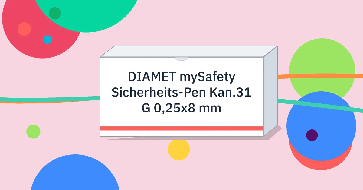 Symbolbild: Packung mit der Aufschrift DIAMET mySafety Sicherheits-Pen Kan.31 G 0,25x8 mm (PZN 17516222) – Verfügbarkeit und Bezug in Apotheken in Frankfurt am Main