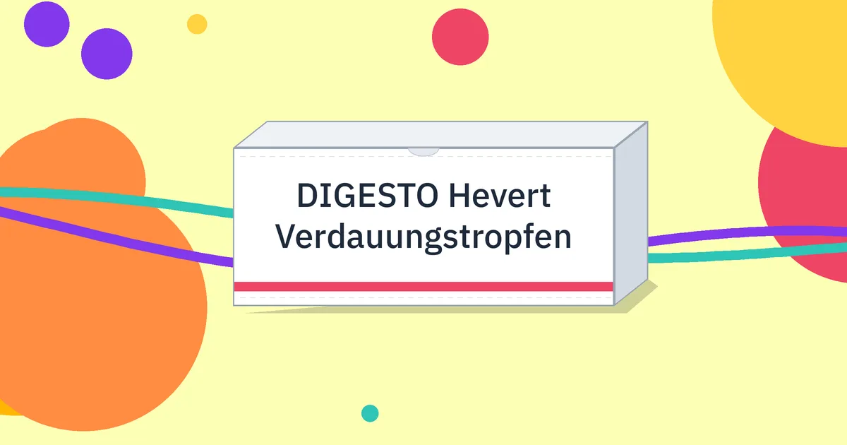 Symbolbild: Packung mit der Aufschrift DIGESTO Hevert Verdauungstropfen (PZN 11110269) – Verfügbarkeit und Bezug in Apotheken in Frankfurt am Main