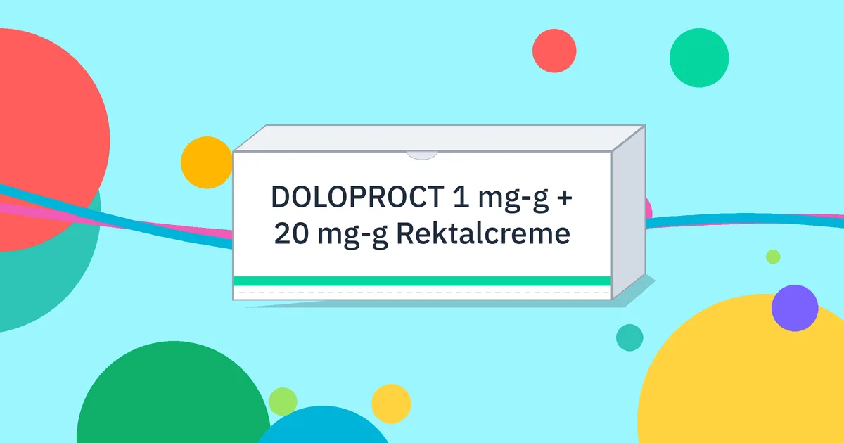 Symbolbild: Packung mit der Aufschrift DOLOPROCT 1 mg-g + 20 mg-g Rektalcreme (PZN 13858440) – Verfügbarkeit und Bezug in Apotheken in Frankfurt am Main