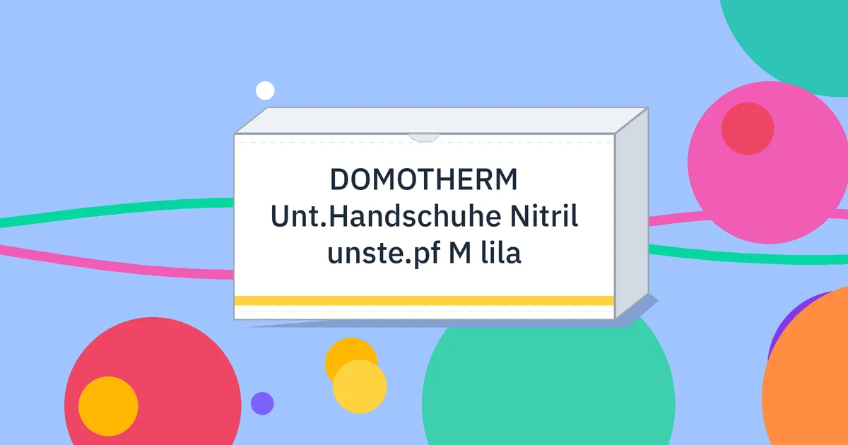 Symbolbild: Packung mit der Aufschrift DOMOTHERM Unt.Handschuhe Nitril unste.pf M lila (PZN 18489237) – Verfügbarkeit und Bezug in Apotheken in Frankfurt am Main