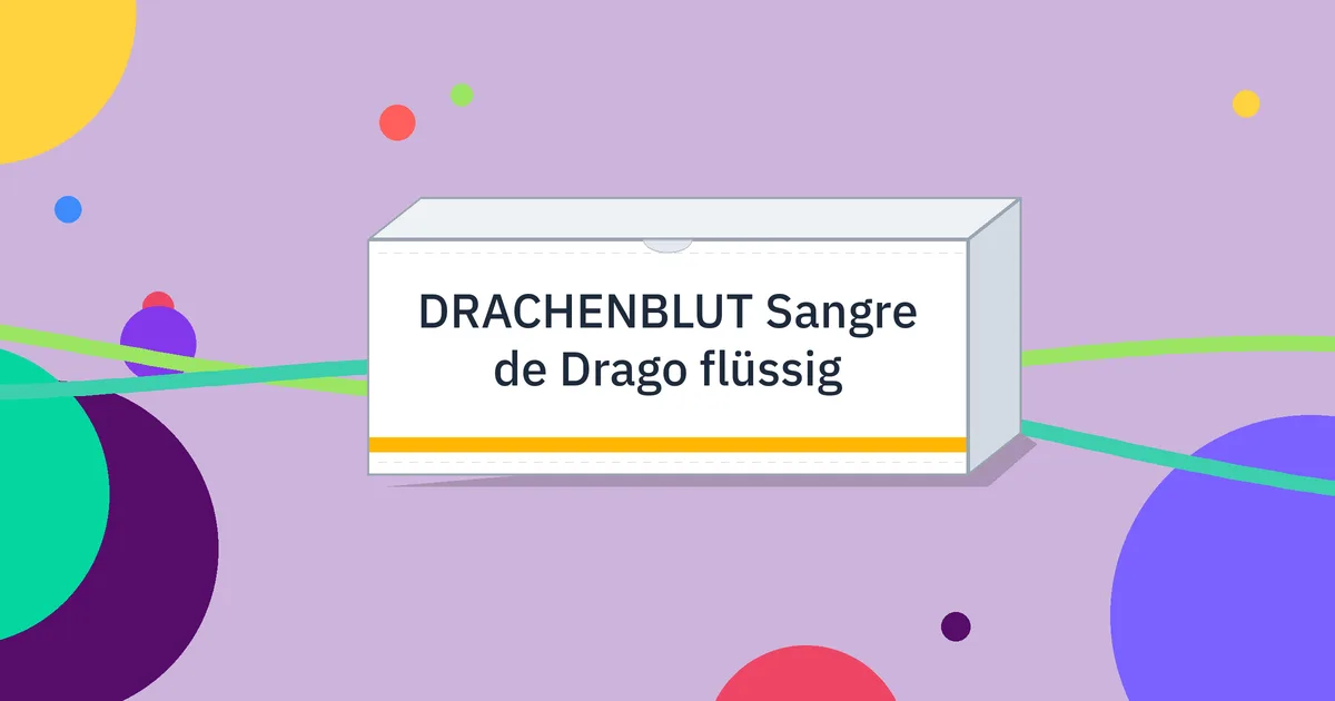 Symbolbild: Packung mit der Aufschrift DRACHENBLUT Sangre de Drago flüssig (PZN 19363136) – Verfügbarkeit und Bezug in Apotheken in Frankfurt am Main