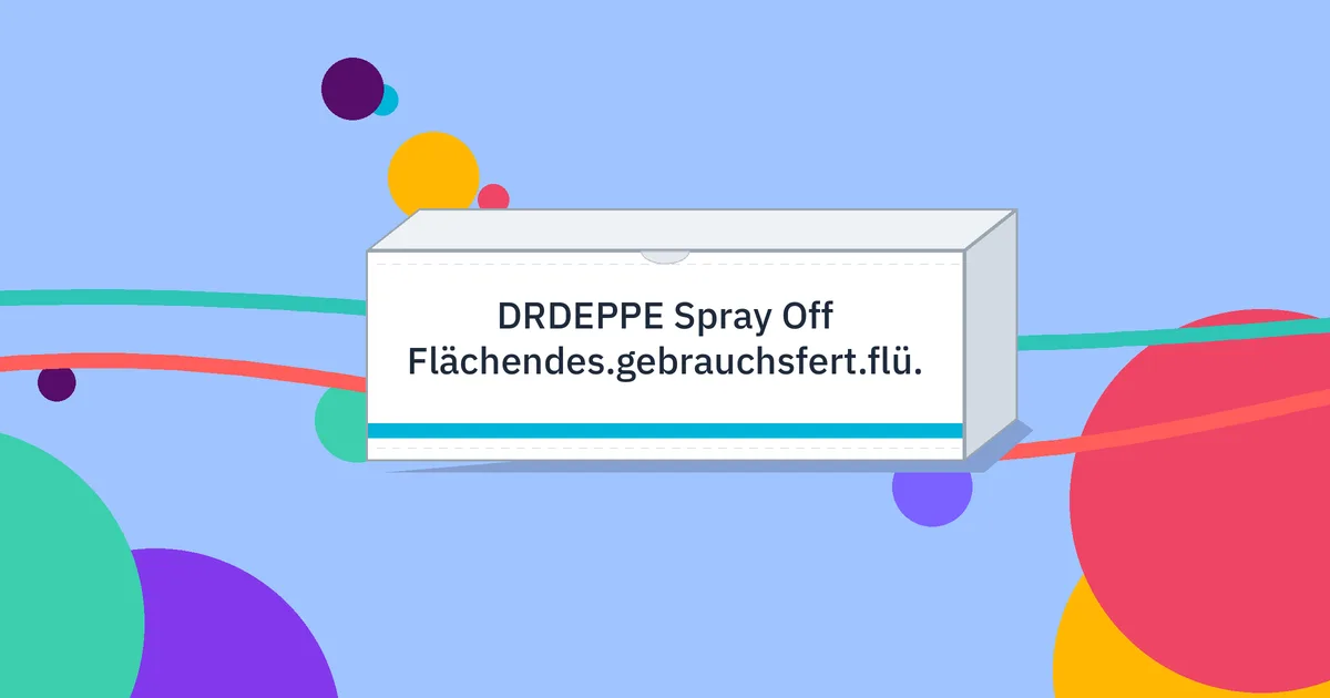 Symbolbild: Packung mit der Aufschrift DRDEPPE Spray Off Flächendes.gebrauchsfert.flü. (PZN 18313136) – Verfügbarkeit und Bezug in Apotheken in Frankfurt am Main
