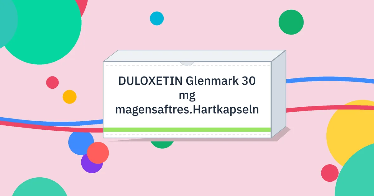 Symbolbild: Packung mit der Aufschrift DULOXETIN Glenmark 30 mg magensaftres.Hartkapseln (PZN 11323321) – Verfügbarkeit und Bezug in Apotheken in Frankfurt am Main