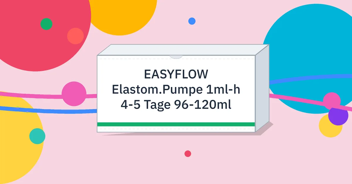 Symbolbild: Packung mit der Aufschrift EASYFLOW Elastom.Pumpe 1ml-h 4-5 Tage 96-120ml (PZN 18095484) – Verfügbarkeit und Bezug in Apotheken in Frankfurt am Main