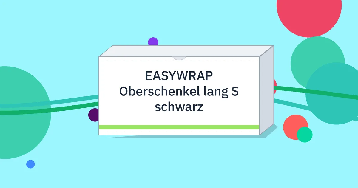 Symbolbild: Packung mit der Aufschrift EASYWRAP Oberschenkel lang S schwarz (PZN 18748756) – Verfügbarkeit und Bezug in Apotheken in Frankfurt am Main