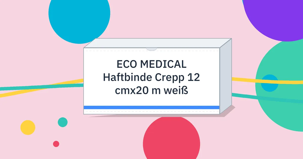 Symbolbild: Packung mit der Aufschrift ECO MEDICAL Haftbinde Crepp 12 cmx20 m weiß (PZN 00745697) – Verfügbarkeit und Bezug in Apotheken in Frankfurt am Main