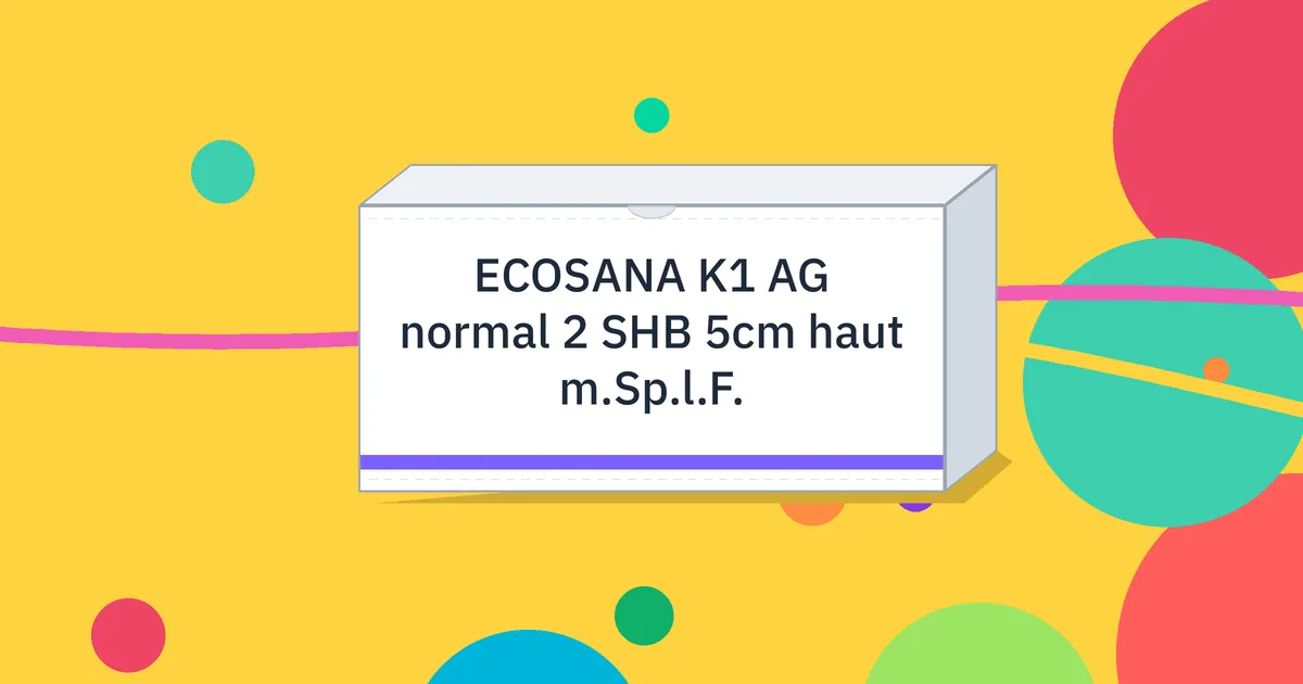 Symbolbild: Packung mit der Aufschrift ECOSANA K1 AG normal 2 SHB 5cm haut m.Sp.l.F. (PZN 04726952) – Verfügbarkeit und Bezug in Apotheken in Frankfurt am Main