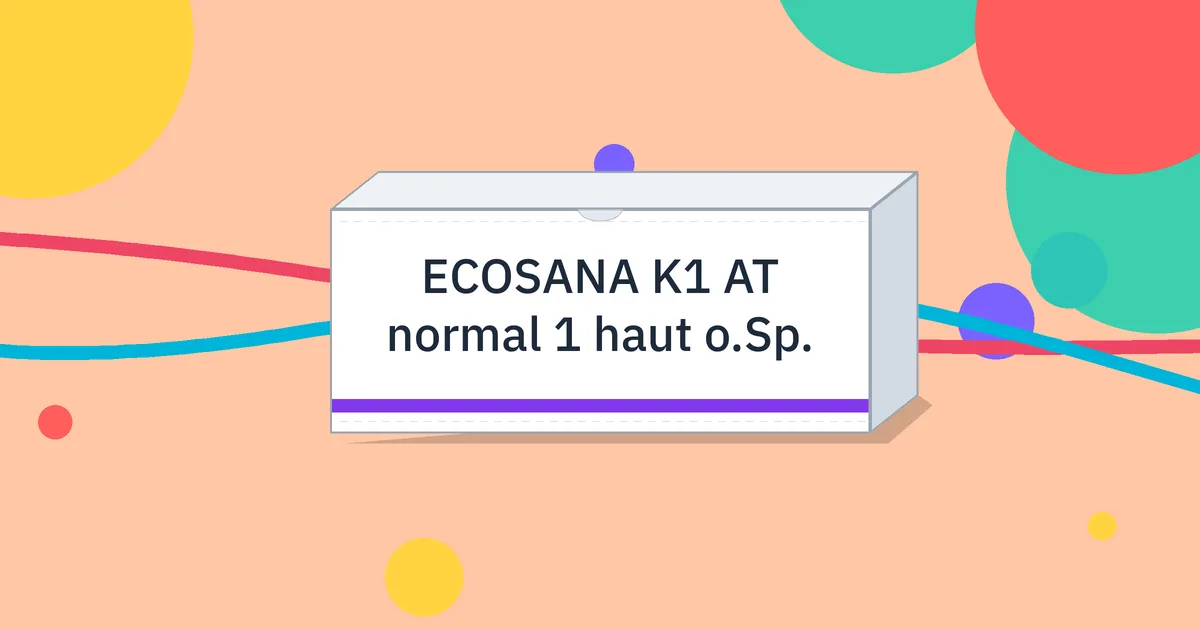 Symbolbild: Packung mit der Aufschrift ECOSANA K1 AT normal 1 haut o.Sp. (PZN 04731255) – Verfügbarkeit und Bezug in Apotheken in Frankfurt am Main