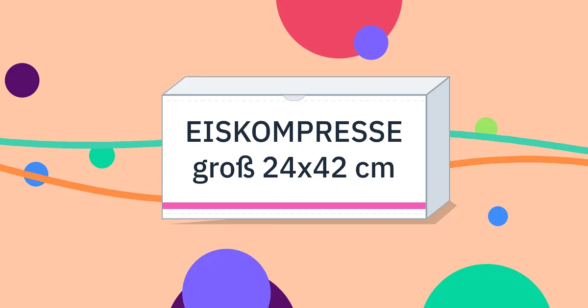 Symbolbild: Packung mit der Aufschrift EISKOMPRESSE groß 24x42 cm (PZN 02438686) – Verfügbarkeit und Bezug in Apotheken in Frankfurt am Main
