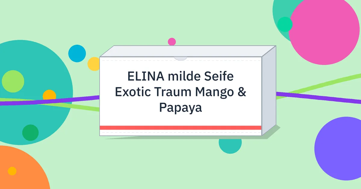 Symbolbild: Packung mit der Aufschrift ELINA milde Seife Exotic Traum Mango & Papaya (PZN 17382810) – Verfügbarkeit und Bezug in Apotheken in Frankfurt am Main