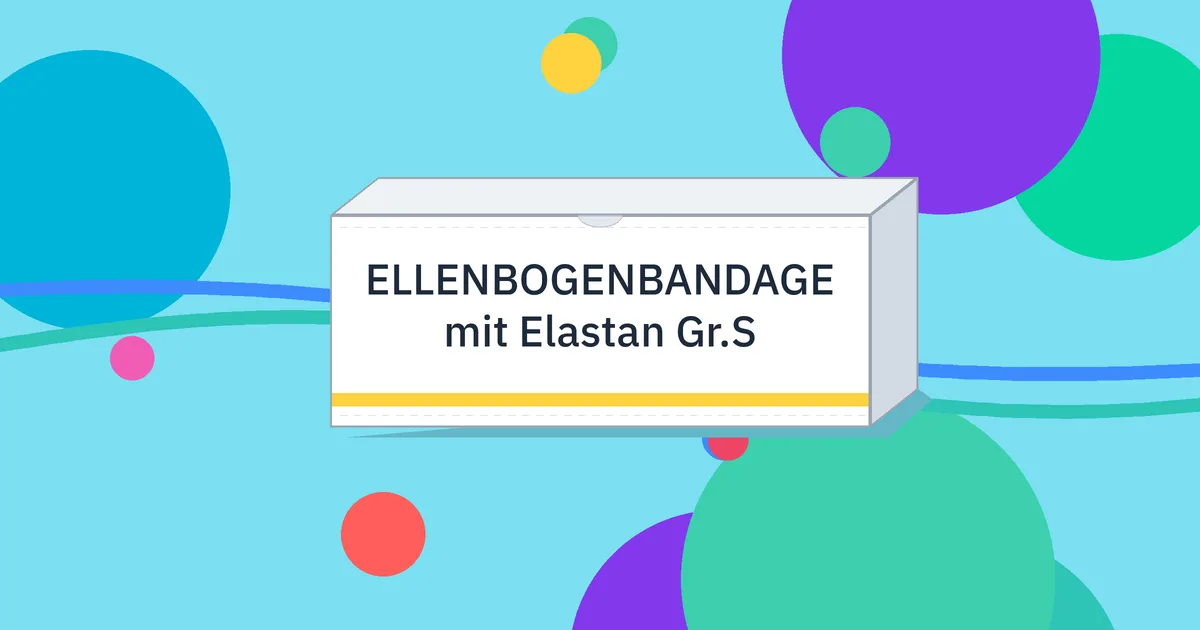 Symbolbild: Packung mit der Aufschrift ELLENBOGENBANDAGE mit Elastan Gr.S (PZN 13057697) – Verfügbarkeit und Bezug in Apotheken in Frankfurt am Main