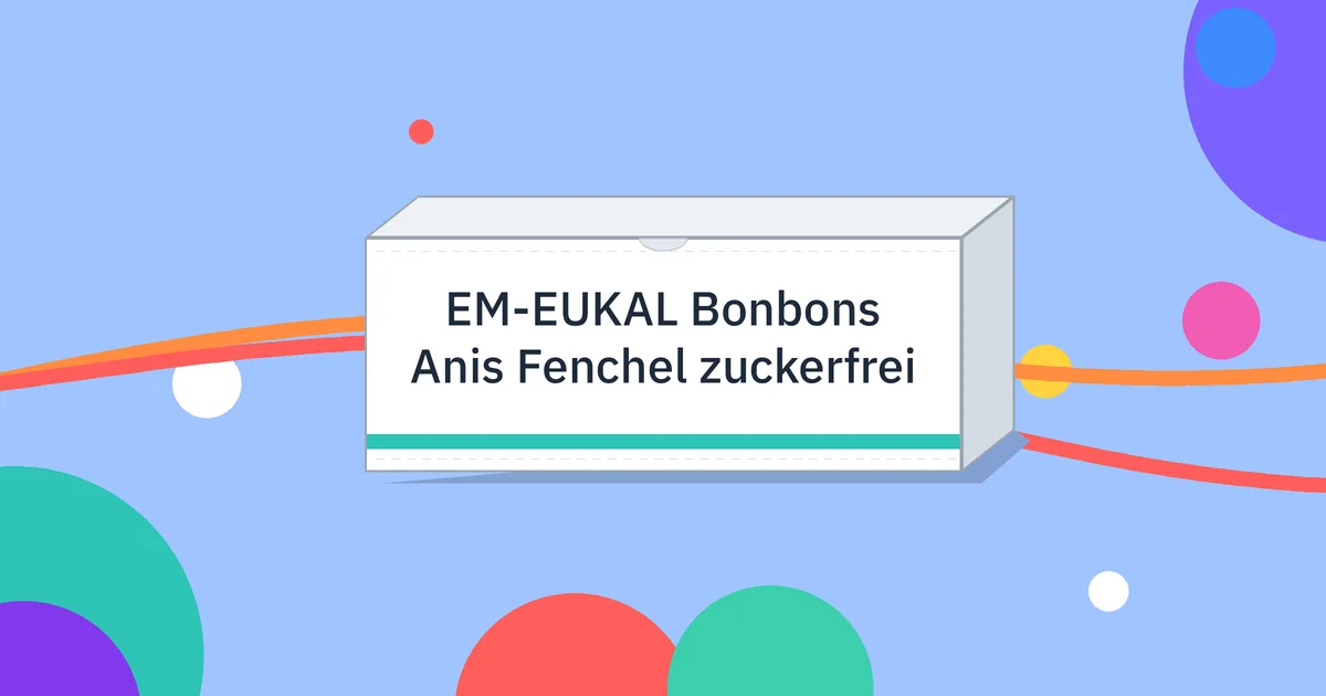 Symbolbild: Packung mit der Aufschrift EM-EUKAL Bonbons Anis Fenchel zuckerfrei (PZN 03166505) – Verfügbarkeit und Bezug in Apotheken in Frankfurt am Main