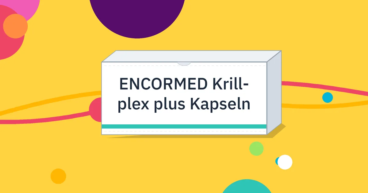 Symbolbild: Packung mit der Aufschrift ENCORMED Krill-plex plus Kapseln (PZN 11858269) – Verfügbarkeit und Bezug in Apotheken in Frankfurt am Main