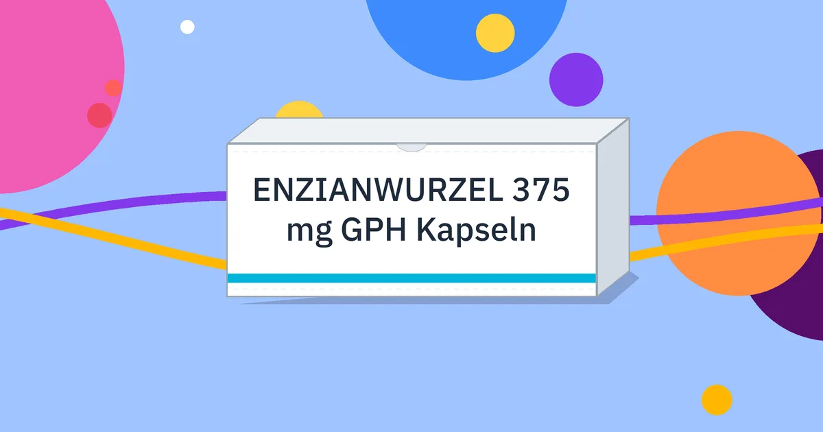 Symbolbild: Packung mit der Aufschrift ENZIANWURZEL 375 mg GPH Kapseln (PZN 06922982) – Verfügbarkeit und Bezug in Apotheken in Frankfurt am Main