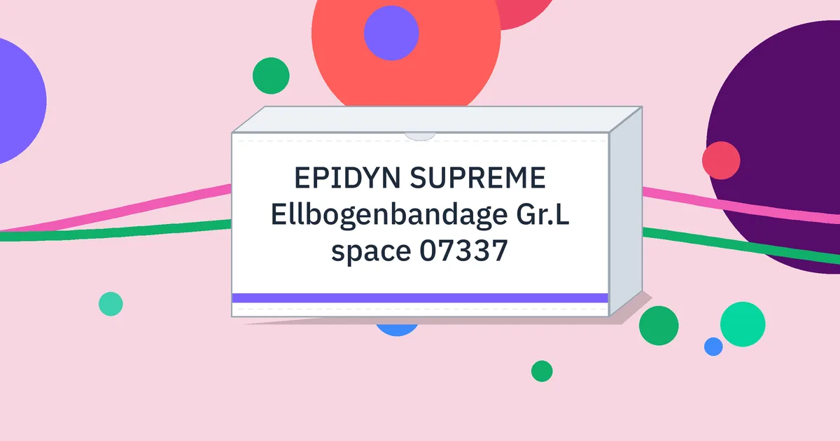 Symbolbild: Packung mit der Aufschrift EPIDYN SUPREME Ellbogenbandage Gr.L space 07337 (PZN 20095899) – Verfügbarkeit und Bezug in Apotheken in Frankfurt am Main