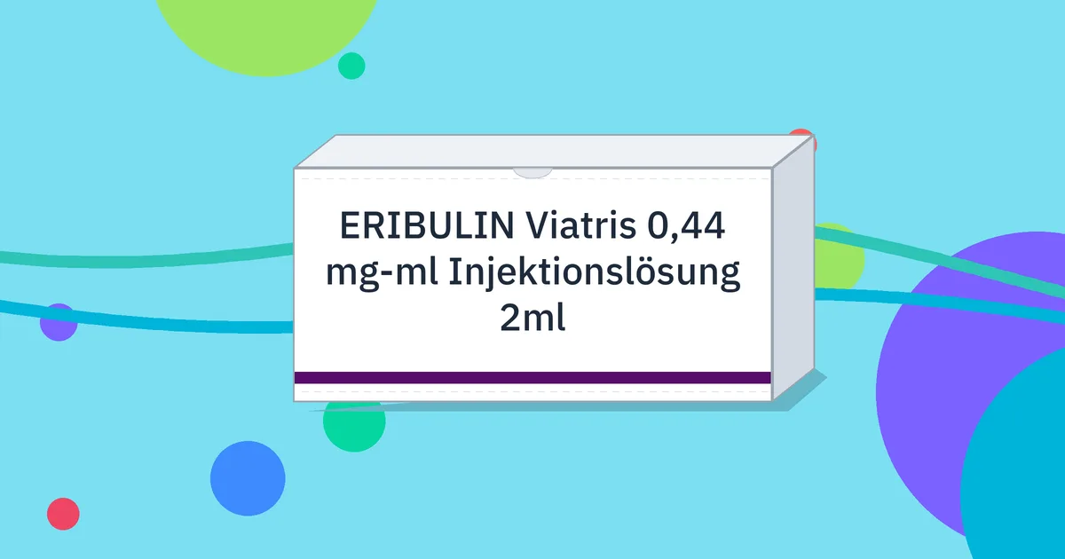 Symbolbild: Packung mit der Aufschrift ERIBULIN Viatris 0,44 mg-ml Injektionslösung 2ml (PZN 19284520) – Verfügbarkeit und Bezug in Apotheken in Frankfurt am Main